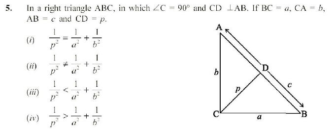 CBSE Class 10 Mathematics Triangles MCQs, Multiple Choice Questions CBSE Class 10 Mathematics Triangles MCQs, Multiple Choice Questions